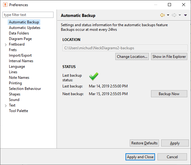 Automatic Backups – Neck Diagrams Support